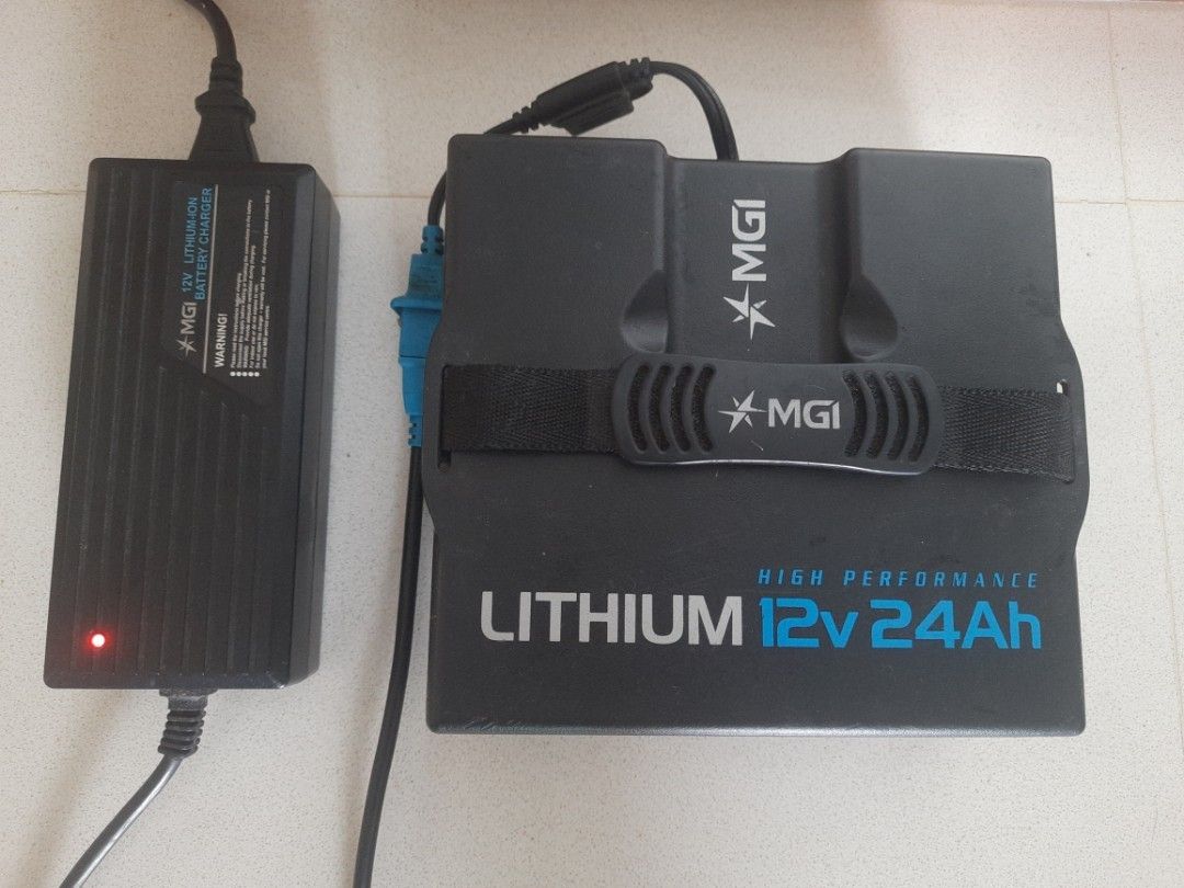 Original MGI electric golf trolley battery 12v 24ah and fast charger ...