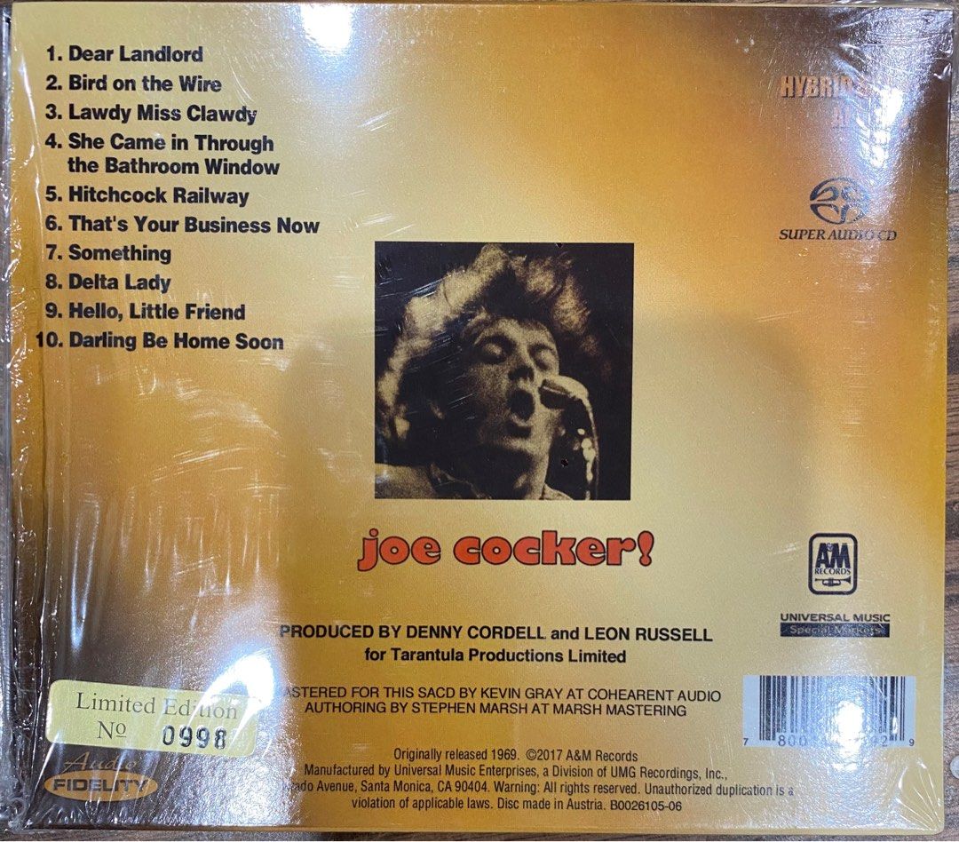 SACD & CD: rock, Audiophile - FROM THE ORIGINAL MASTER TAPE Joe Cocker ...