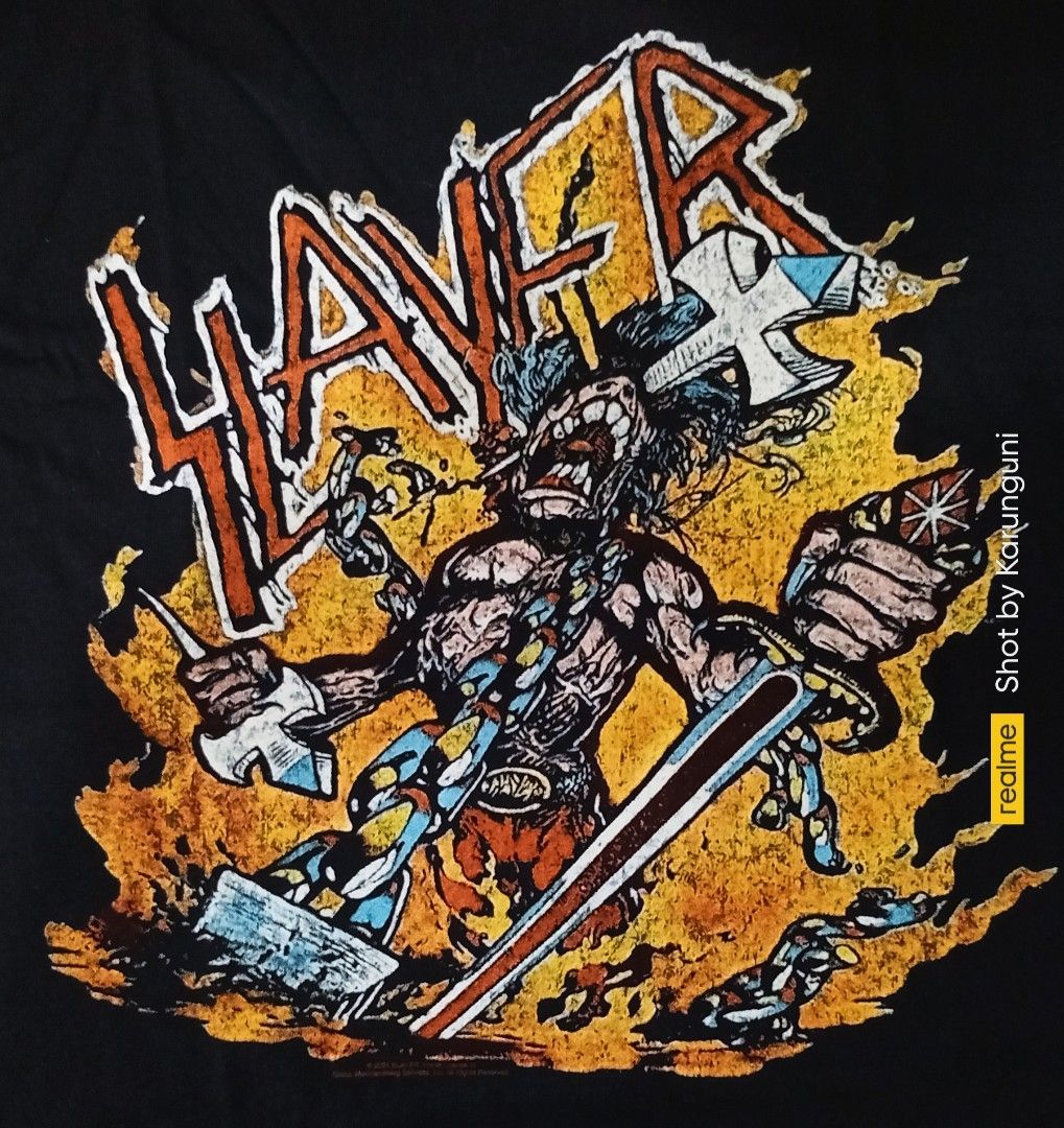 SLAYER -CARTOON FLAMES- T-Shirt new official band, Men's Fashion, Tops ...