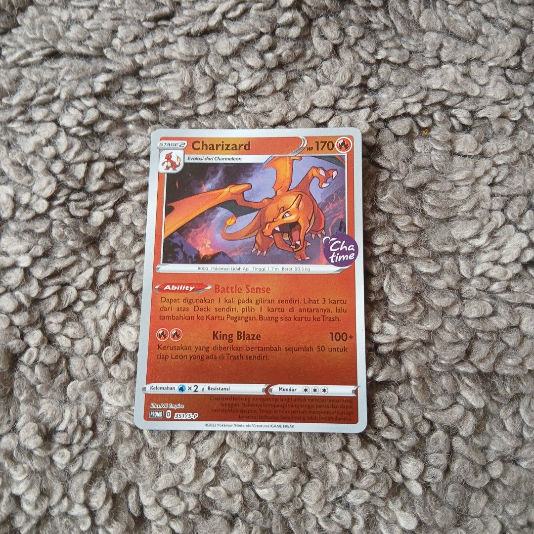 TCG Pokemon Card x Chatime Charizard, Toys & Collectibles, Permainan ...