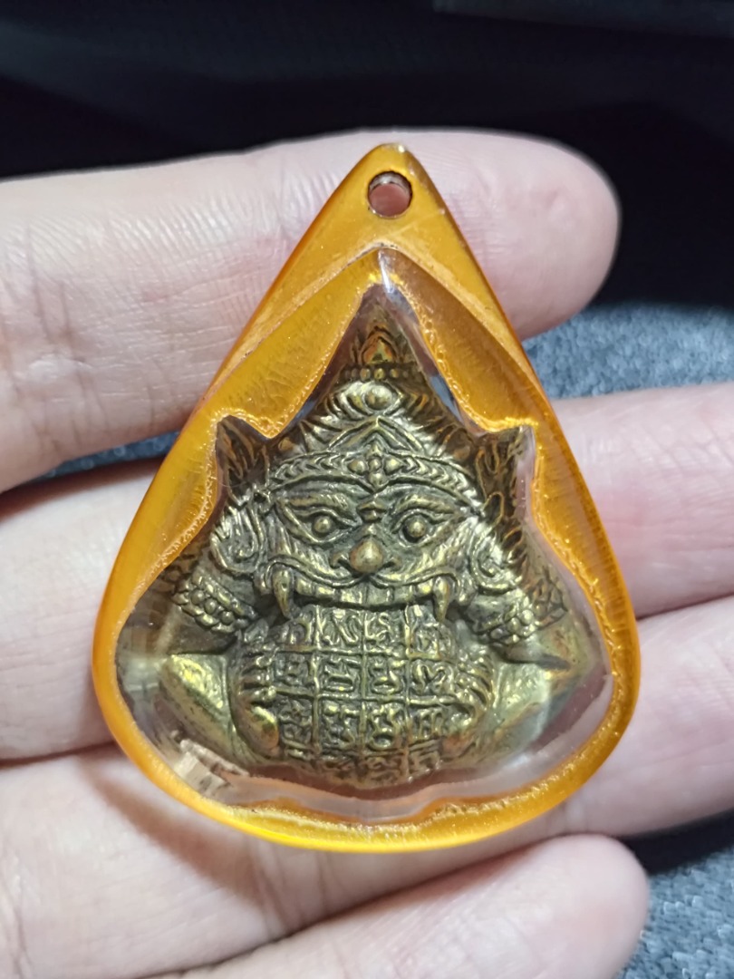 [Thai Amulet] Powerful Brass Giant Phra Rahu Om Chan Moon Eater Thai Wealth Amulet Statue ...