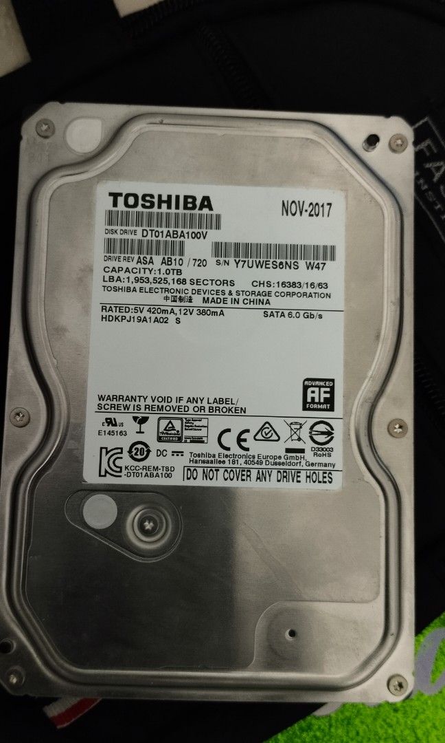 Toshiba Hard Drive 1.0 TB, Computers & Tech, Parts & Accessories, Hard ...