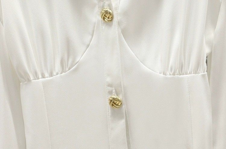 White Shirt blouse blus kemeja formal putih korea kerja kantor puff ...