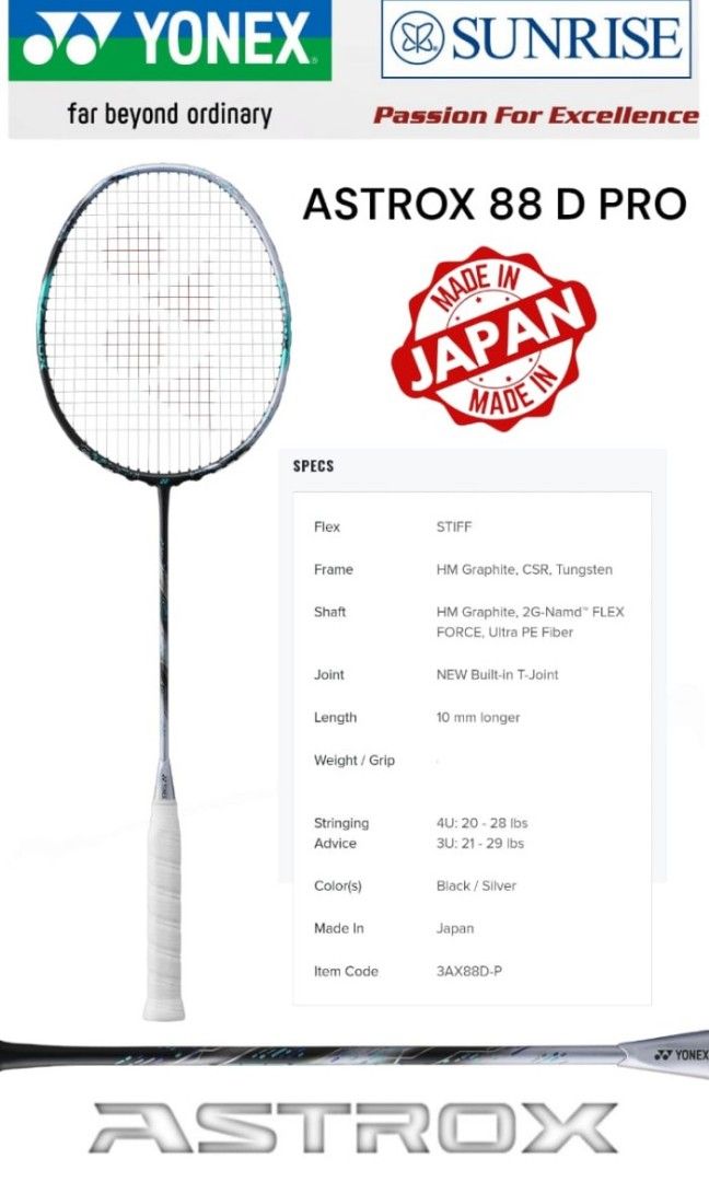 Yonex Astrox 88D Pro 3rd Gen, Sports Equipment, Sports & Games, Racket ...