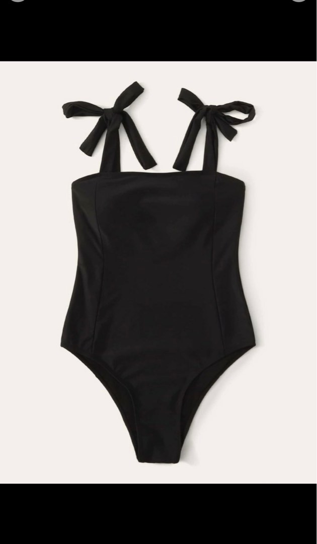 Black Square Cut Bikini (one-piece body hugging), Women's Fashion ...