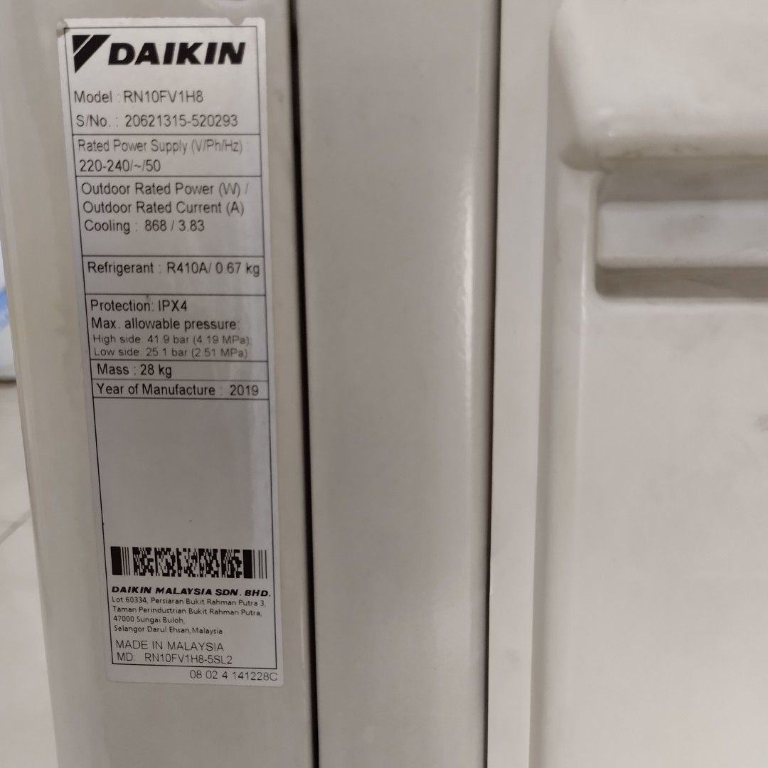 Daikin EcoKing 1Hp Used Ceiling Cassette Aircond Likenew R410A 2019, TV ...