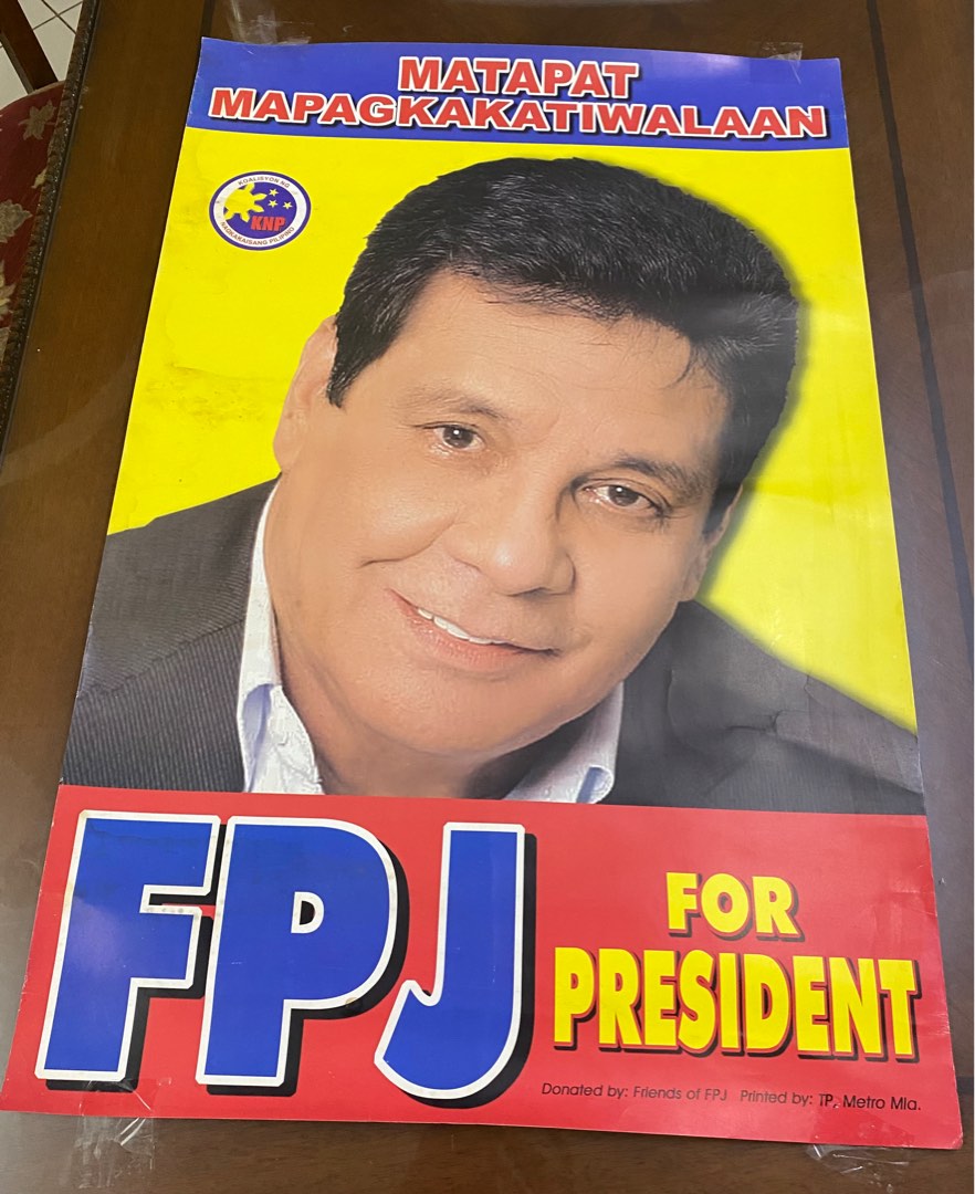 FPJ ORIGINAL CAMPAIGN POSTER WITH CALENDAR - Vintage Fernando Poe Jr ...