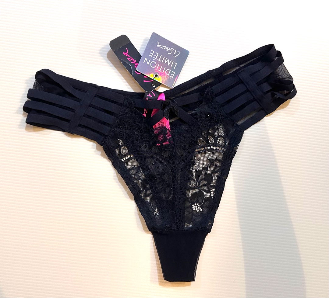 La Senza Limited Edition Black See-Through Glitter Thong, Women's ...