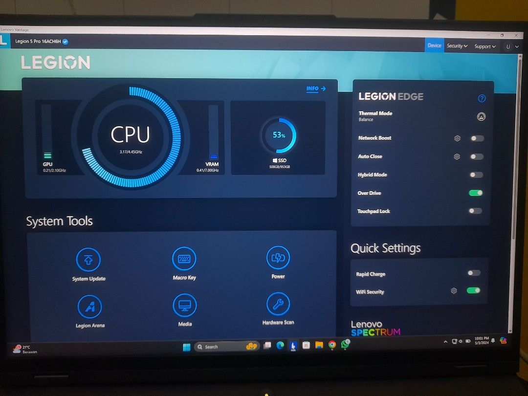 Lenovo Legion 5 Pro RTX 3060, Elektronik, Komputer, Laptop di Carousell