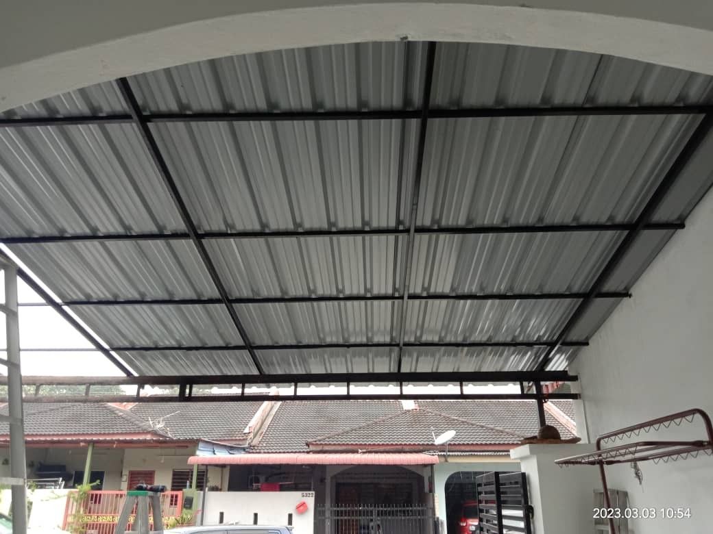 Pemasangan awning metal deck acp, Furniture & Home Living, Outdoor ...