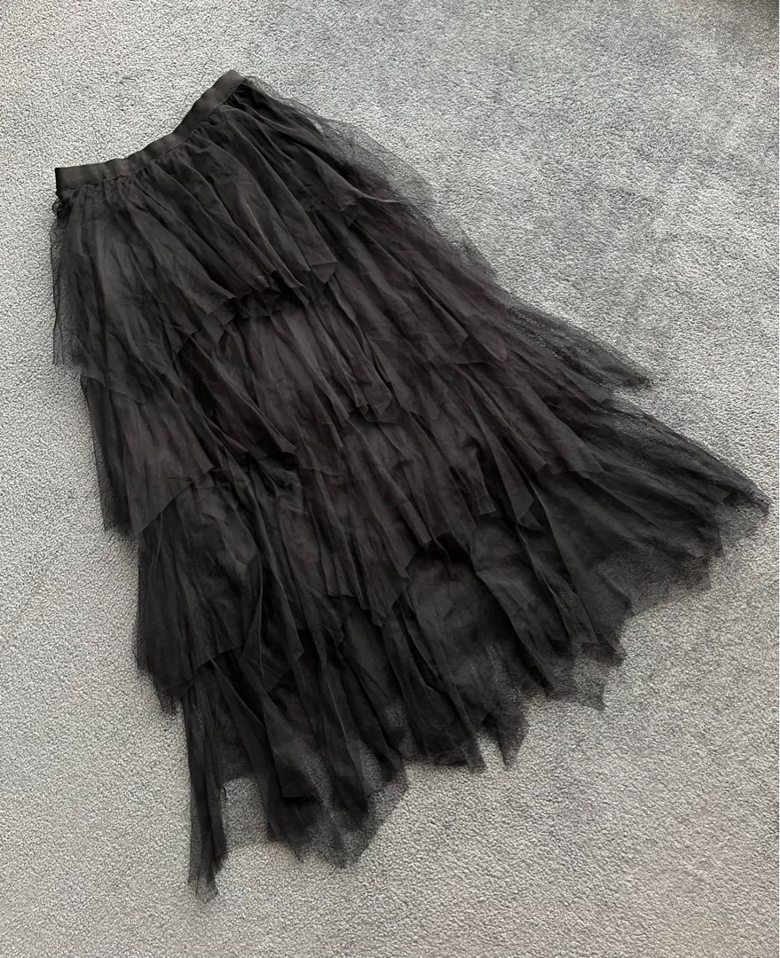 Rok panjang tutu hitam layer tingkat, Fesyen Wanita, Pakaian Wanita ...