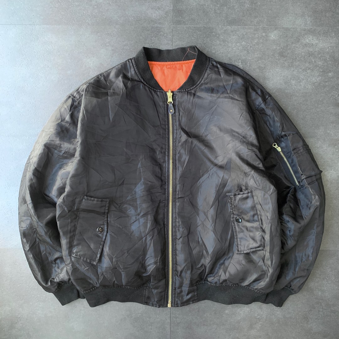 Vintage 2000s MA-1 Military Bomber Jacket Black, Men's Fashion, Coats ...