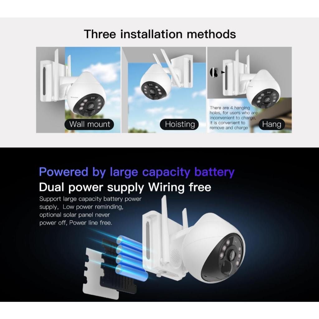 Vstarcam CB69-TZ Solar Panel Wifi Security 3MP Outdoor Security Battery ...