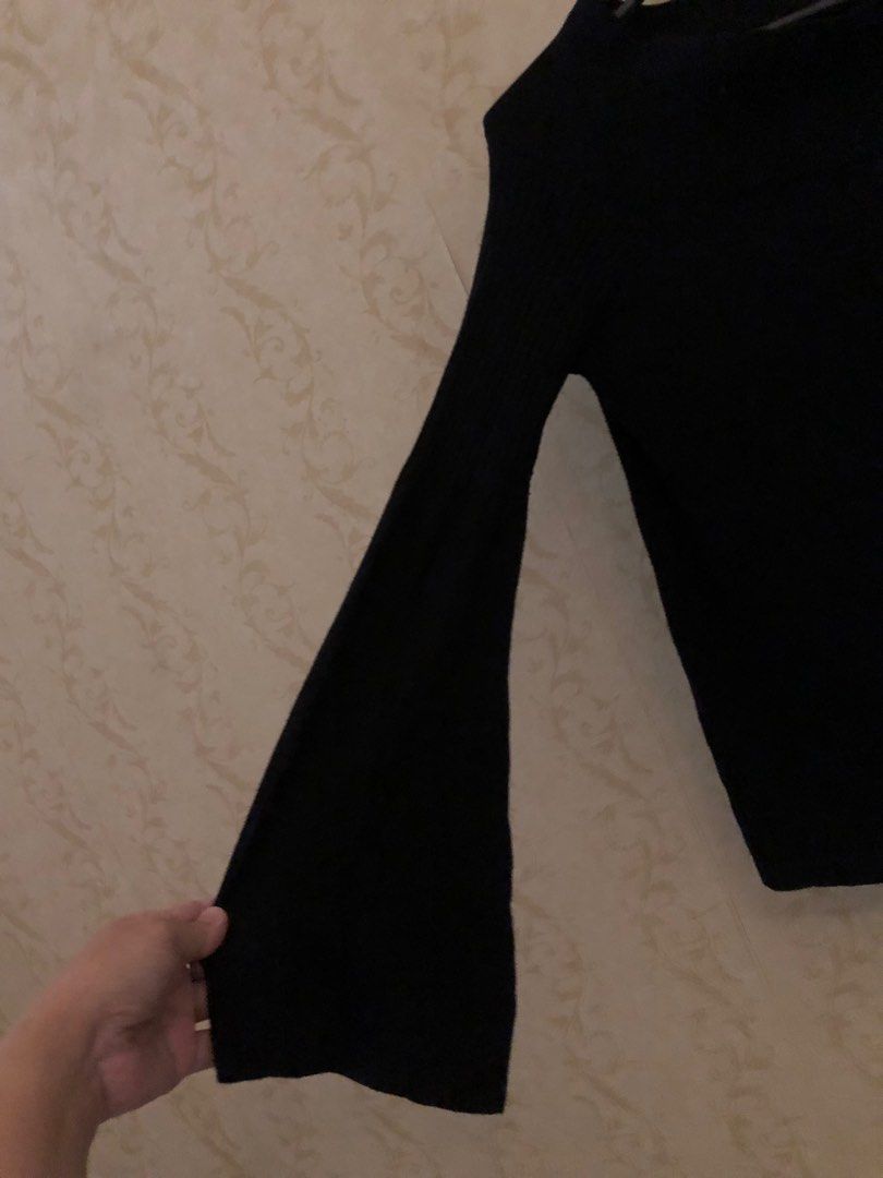 ZARA Blouse Knit Leher Sabrina Original, Fesyen Wanita, Pakaian Wanita ...