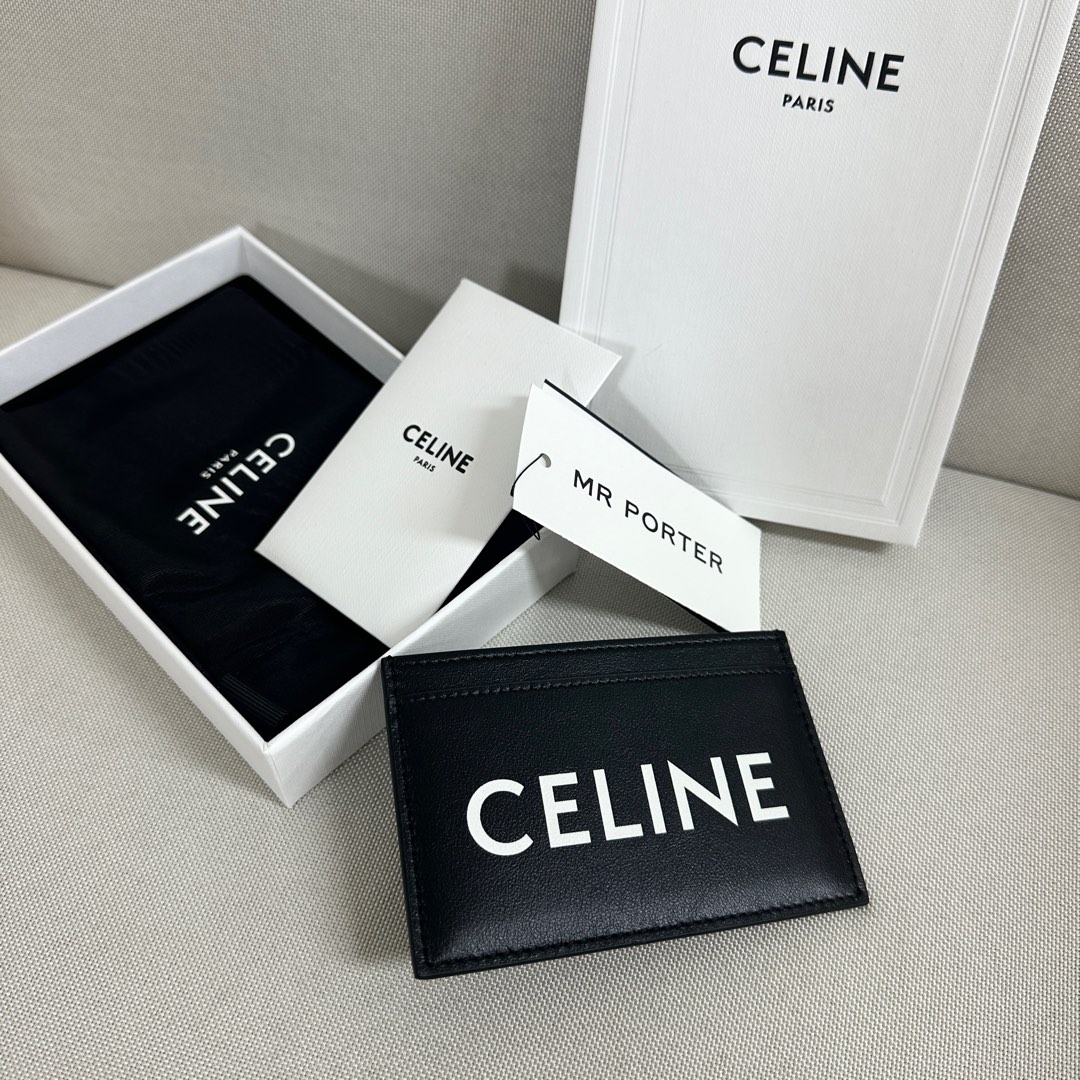 全新 有單 黑色 LOGO CELINE CARD HOLDER IN SMOOTH CALFSKIN WITH CELINE PRINT ...