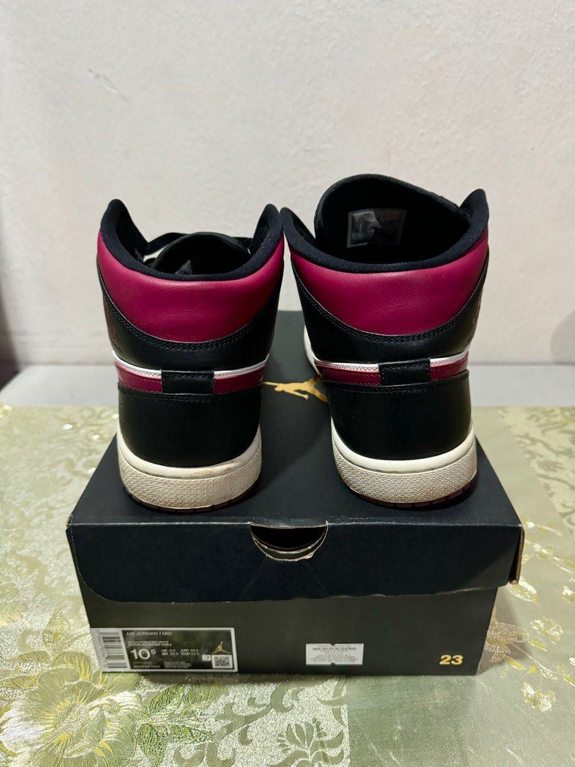 AJ1 Mid - Black Noble Red White, Men's Fashion, Footwear, Sneakers on ...