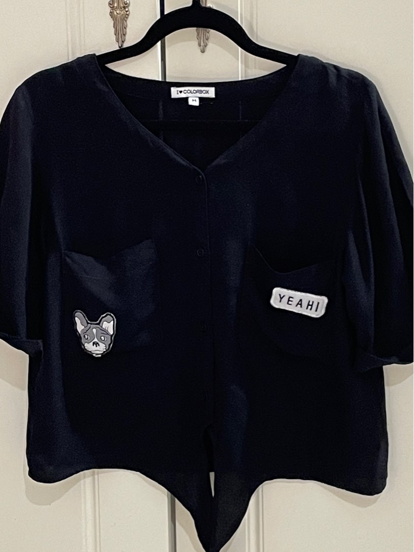 Black crop top (colorbox), Fesyen Wanita, Pakaian Wanita, Atasan di Carousell