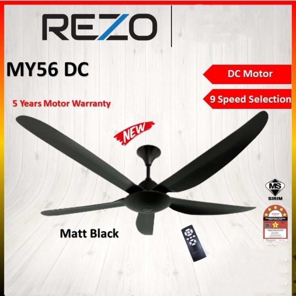 CEILING FAN REZO VENTUS MYDC56 5 SPEED WITH REMOTE CONTROL KIPAS SILING, Furniture & Home Living ...