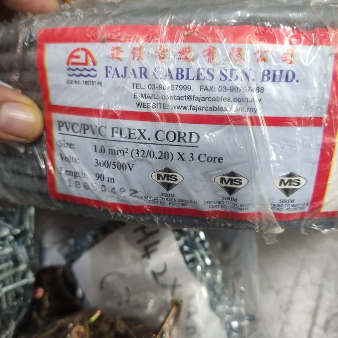 FAJAR CABLE BY METER 3 CORE 100% COOPER JKR CERTIFIED SIRIM, TV & Home ...