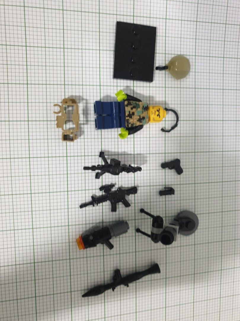Lego minifigure with machine gun, mortar, rpg, rocket launcher, pistol ...