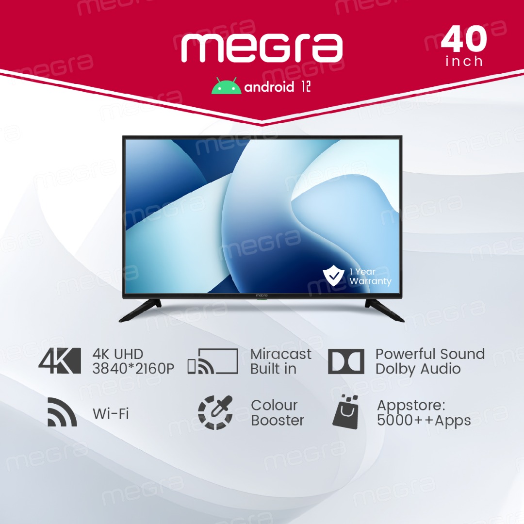 MEGRA Android TV 40 Inch LED Television 4K UHD Smart TV powered by ...