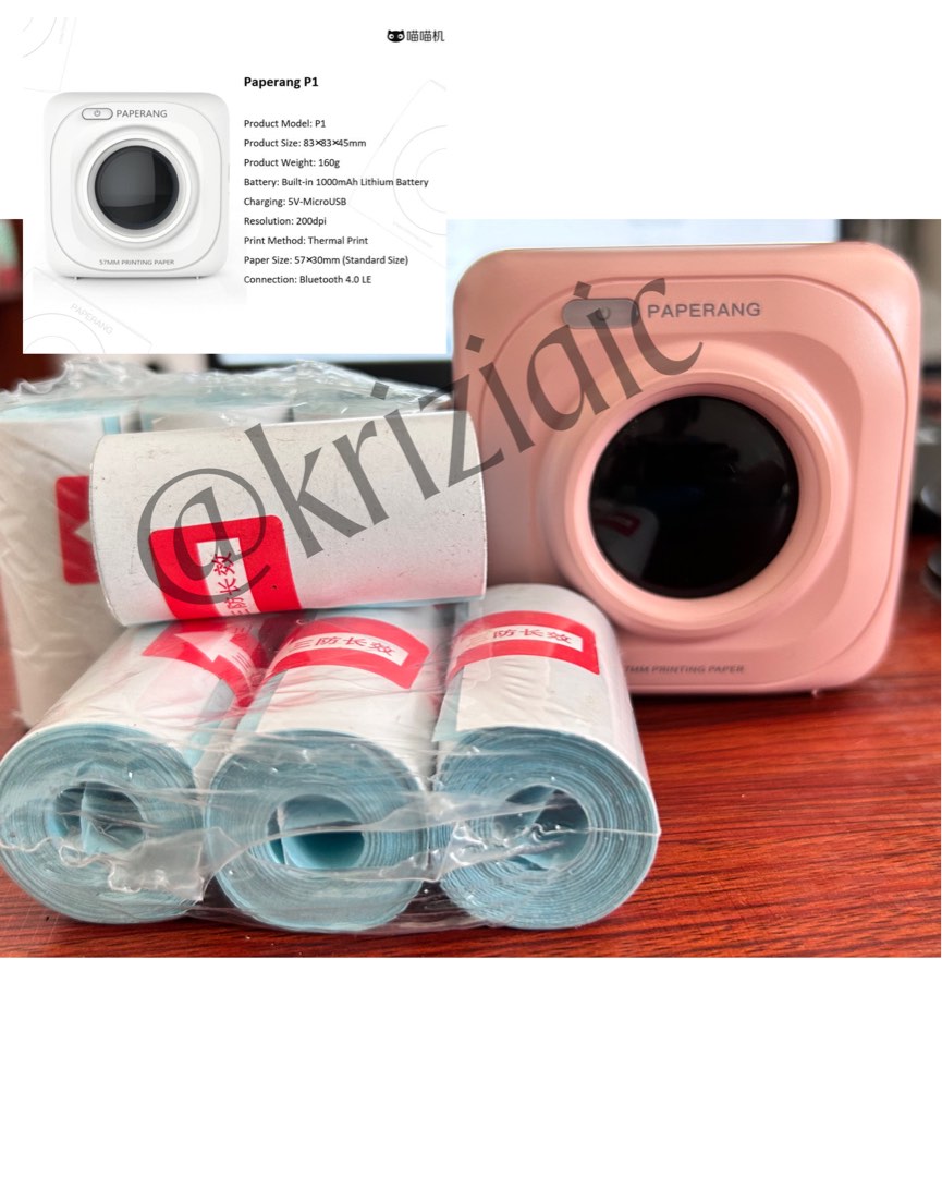 Paperang P1S Pink Wireless Inkless Portable Photo Printer, Hobbies ...