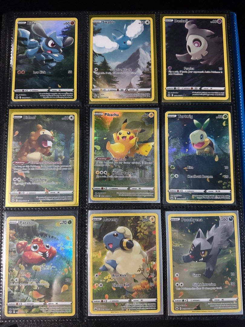 Pokemon TCG Crown Zenith Art Rare Set of 9 | Riolu | Swablu | Duskull ...