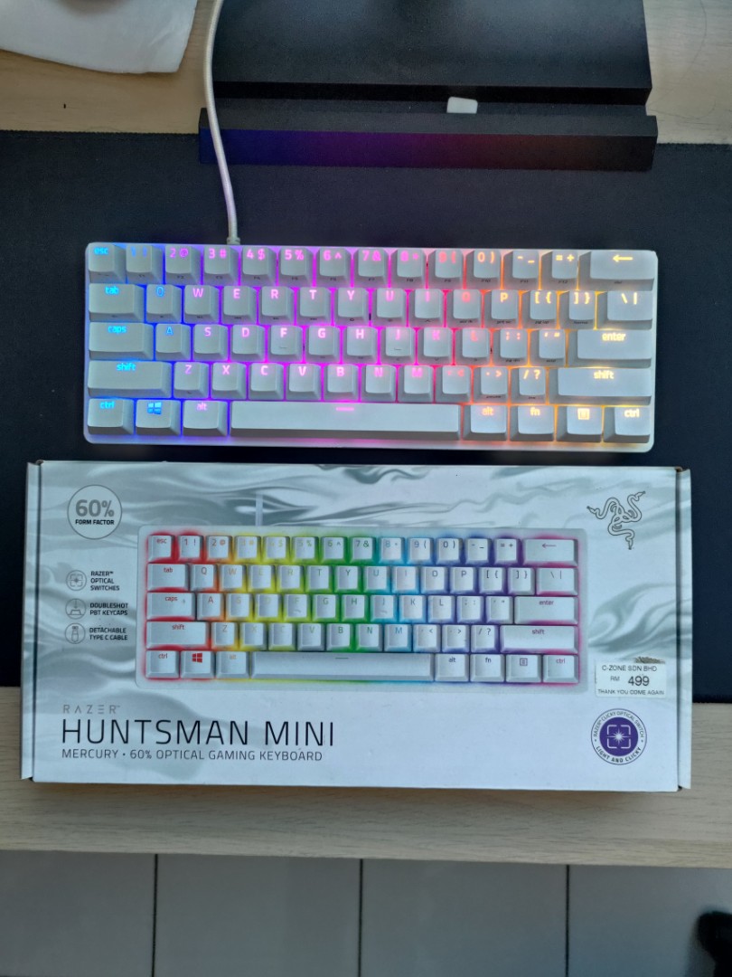 RAZER HUNSTMAN MINI MERCURY WHITE AND ASROCK A320M, Computers & Tech ...