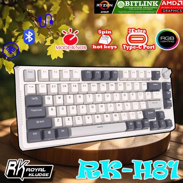 ROYAL KLUDGE RK-H81 M,ECHANICAL WIRELESS KEYBOARD, Computers & Tech ...