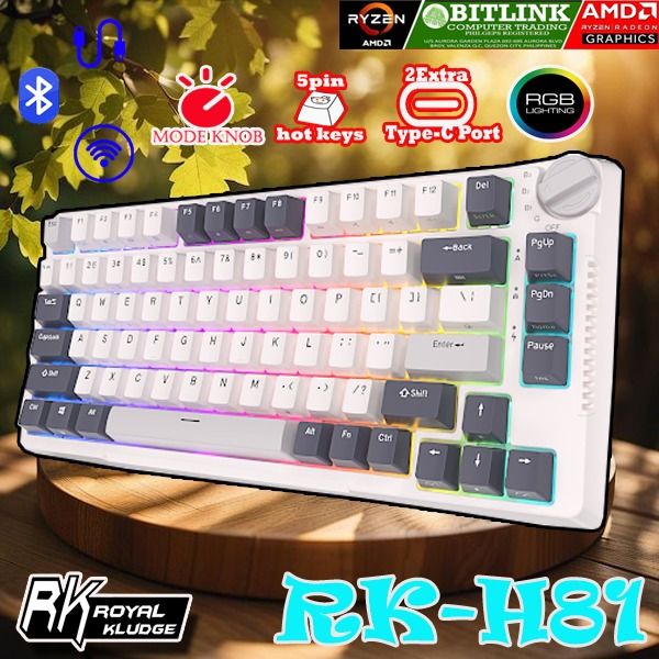 ROYAL KLUDGE RK-H81 M,ECHANICAL WIRELESS KEYBOARD, Computers & Tech ...