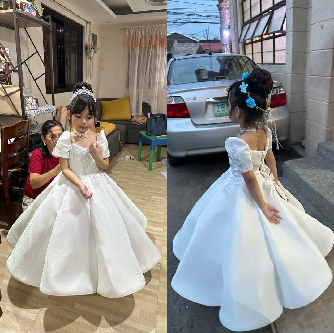 Sagala gown filipiniana white for kids 5-6yo, Babies & Kids, Babies ...