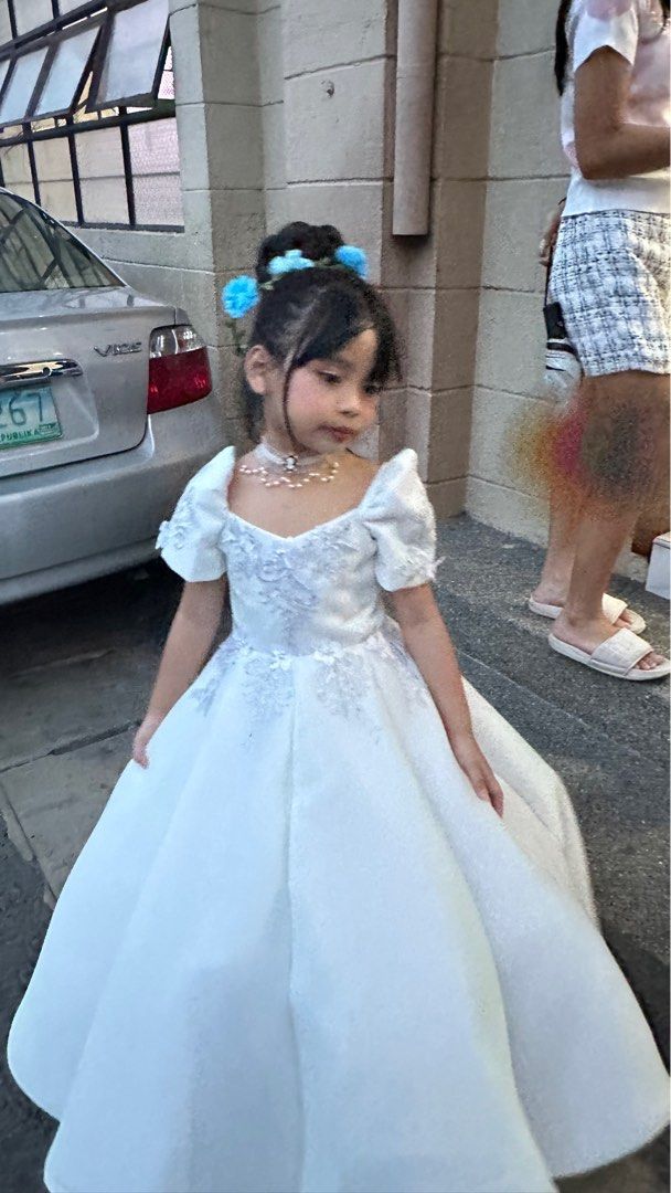 Sagala gown filipiniana white for kids 5-6yo, Babies & Kids, Babies ...