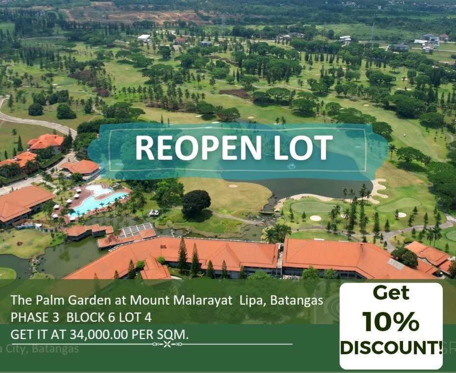 The Palm Gardens at Mount Malarayat Lipa City, Reopen Lot For Sale as of May 21, 2024, Property ...