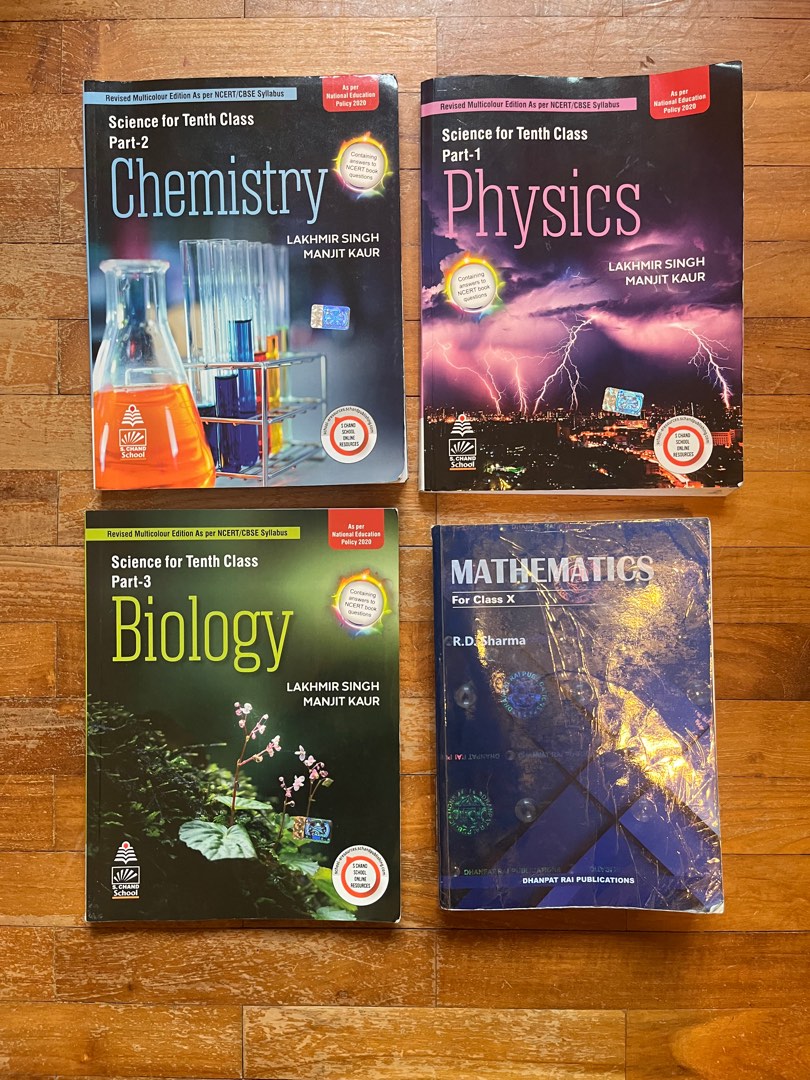 10th CBSE textbook collection (Maths, Physics, Chemistry & Biology ...