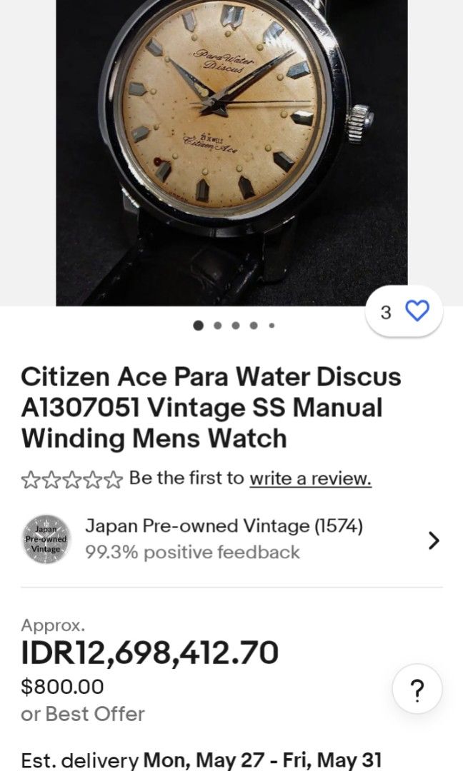 1960 Citizen Discus Parawater vintage seiko omega longines, Fesyen Pria ...