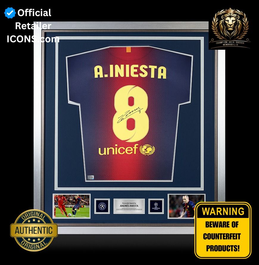 Andres Iniesta Official UEFA Champions League Back Signed and Framed FC ...