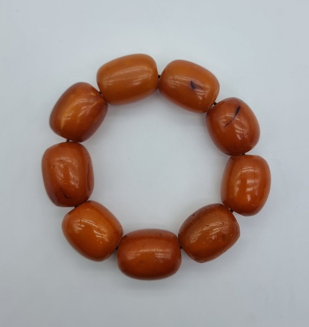 Antique Large Butterscotch Amber Beads Bracelet 老蜜蜡佛珠, Hobbies & Toys ...