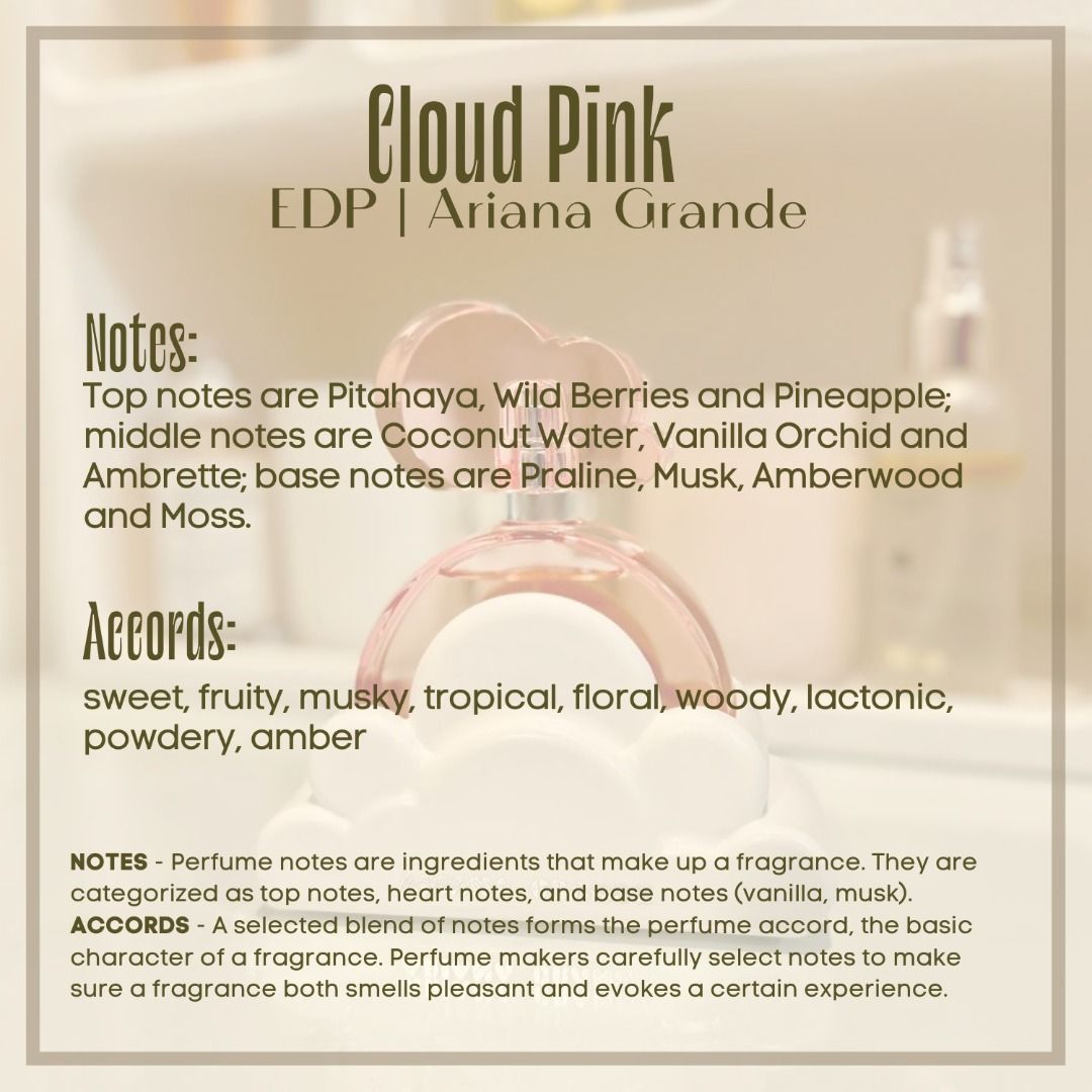 Ariana Grande Cloud Pink EDP Decant, Beauty & Personal Care, Fragrance ...