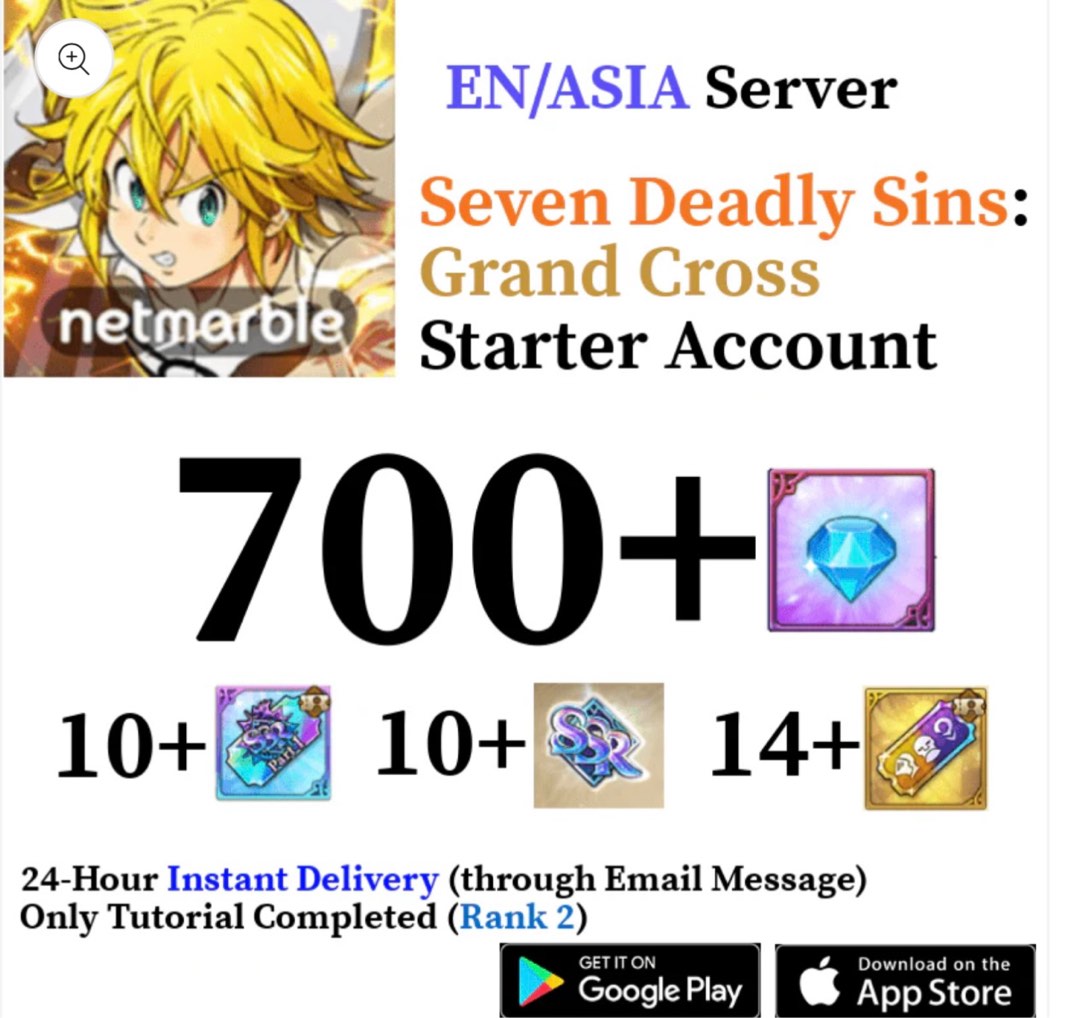 (Asia) 7DS grand cross reroll starter account 700+ diamond/1950 ...