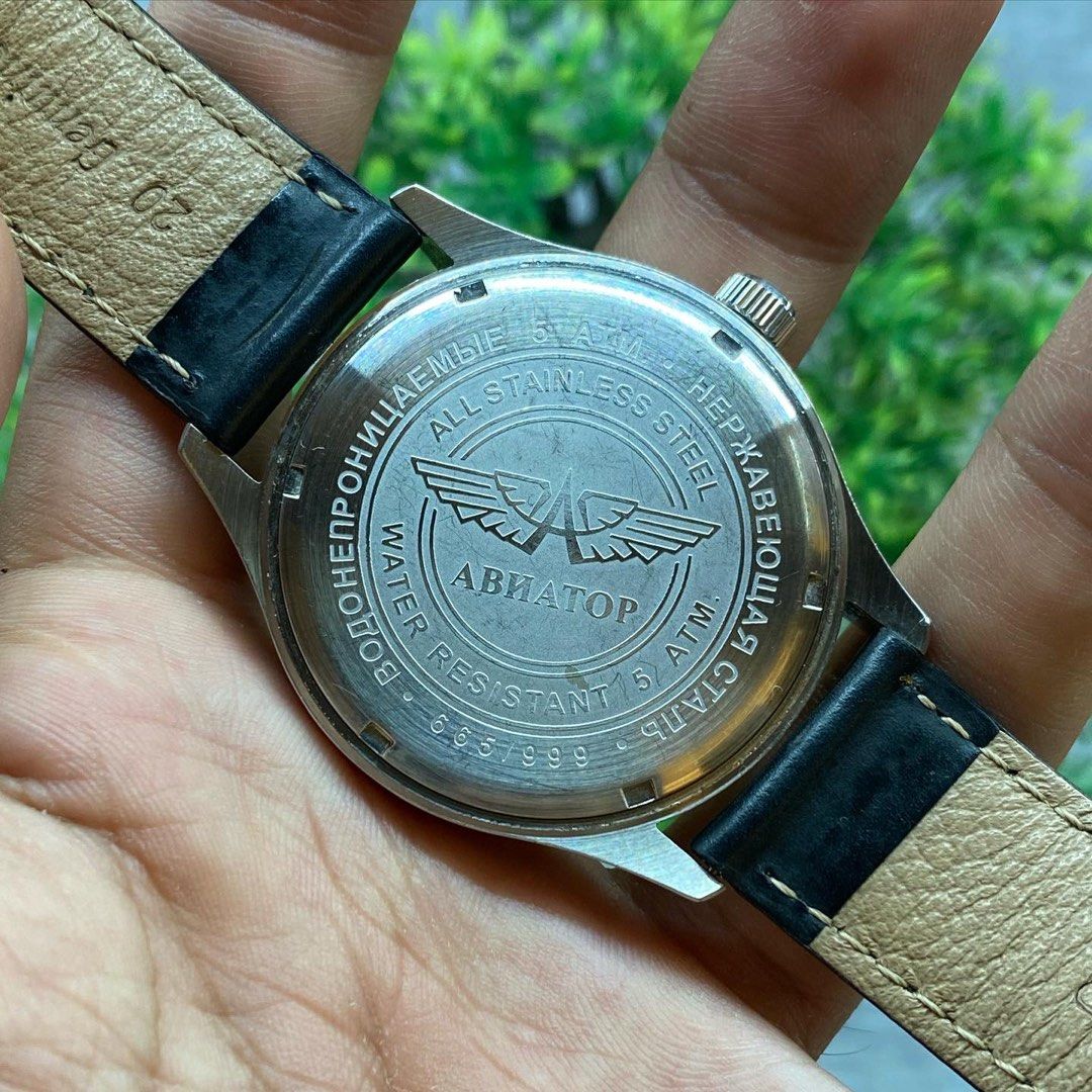 Aviator Poljot limited edition Manual Winding 40mm, Fesyen Pria, Jam ...