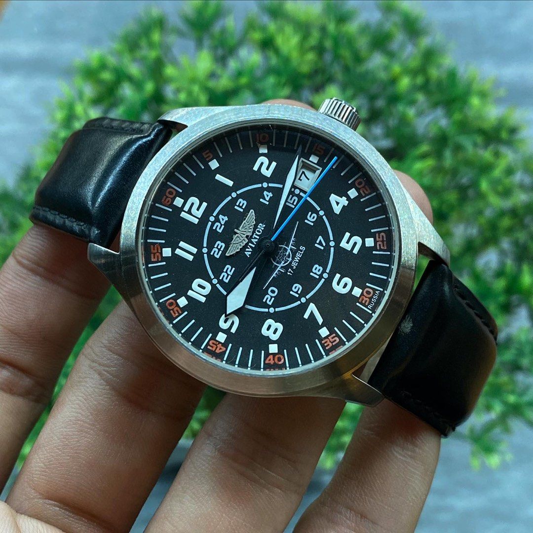 Aviator Poljot limited edition Manual Winding 40mm, Fesyen Pria, Jam ...