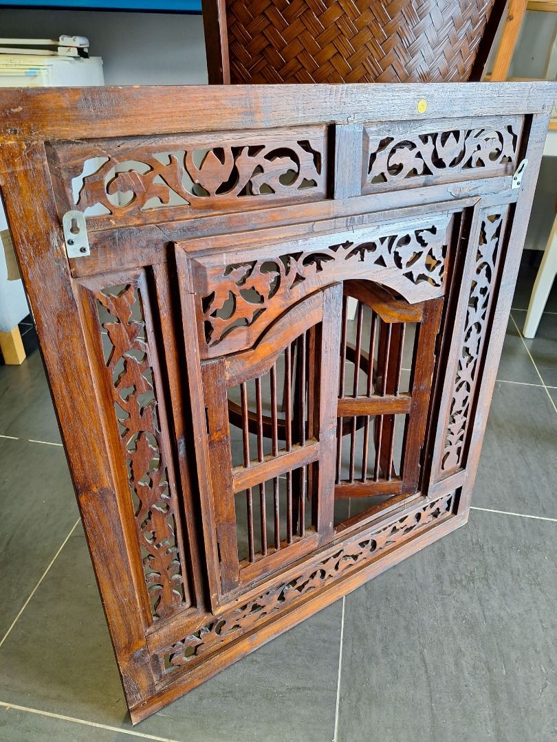 Balinese Solid Teak Wood Wall Mirror Frame | Bingkai Cermin Dinding ...