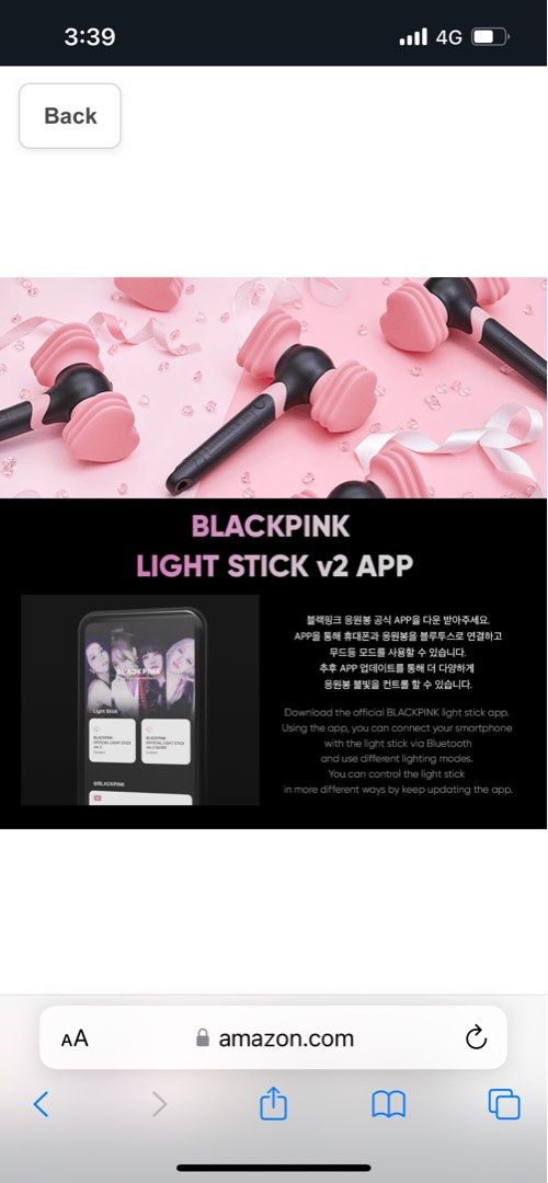 Blackpink official light stick version 2 (Bought in Korea), Hobbies ...