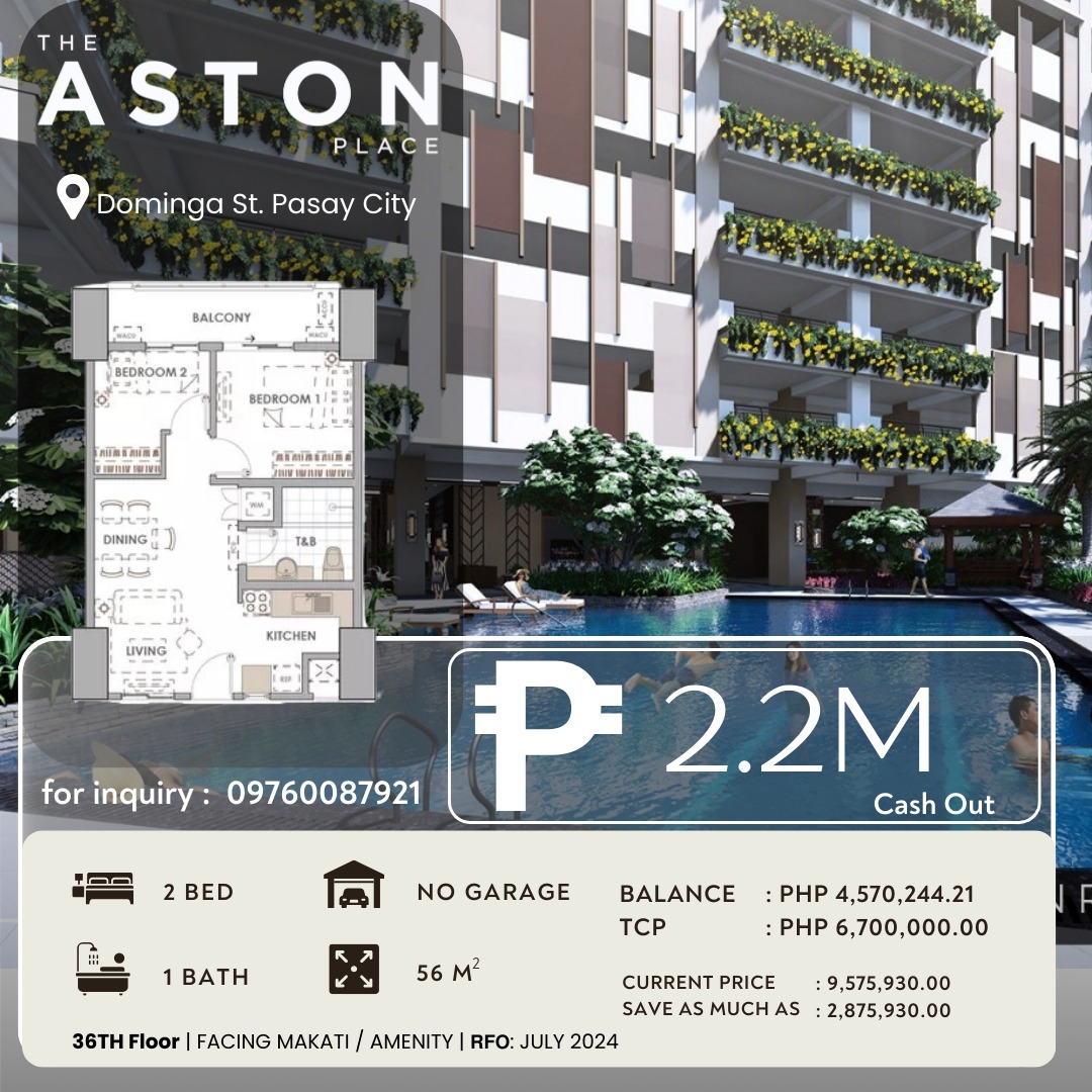 DMCI 2 Bedroom ready for occupancy condo in Pasay pasalo in Aston place ...