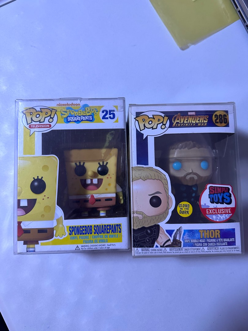 Funko Pop SpongeBob and marvel thor gitd figurine, Video Gaming, Video ...