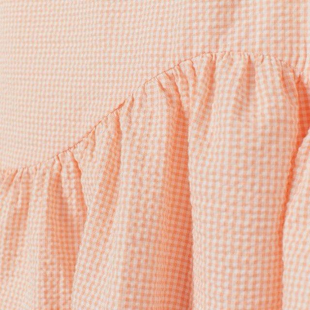 H&M Seersucker Dress Light Orange Mini Plaid Texture Midi Dress ...