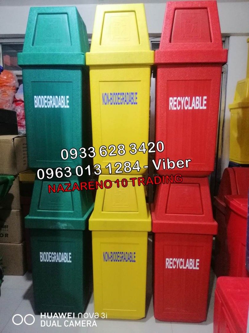 Hooded trash Bin Segregation Bin, Furniture & Home Living, Cleaning ...