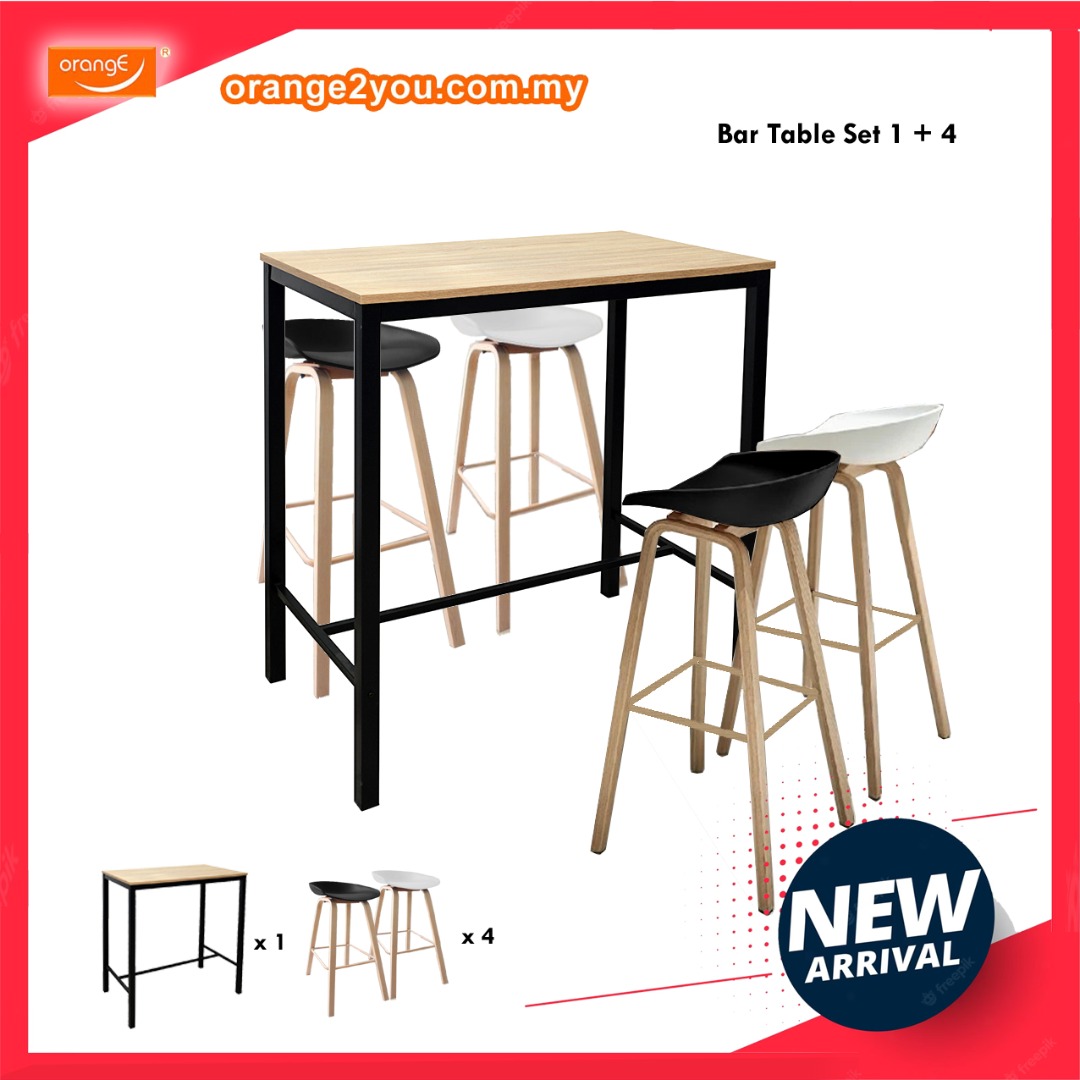 Industrial High Table, Bar Table with 4 High Lily High Stools ...