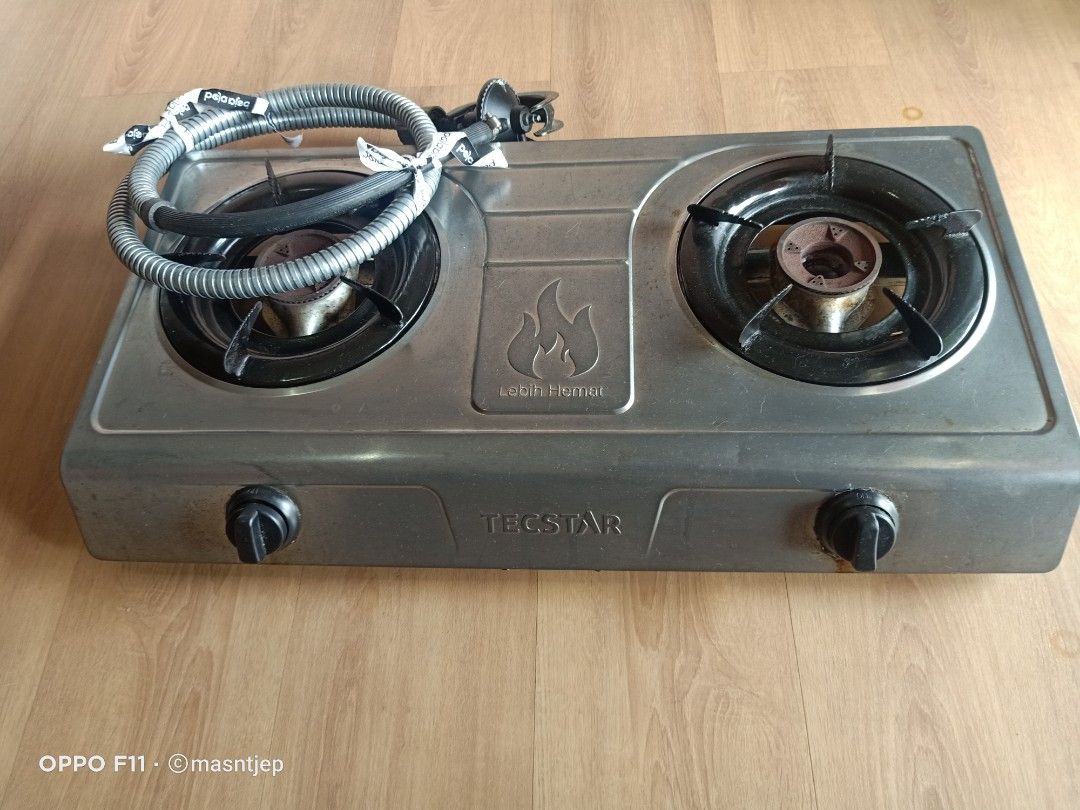 Kompor 2 tungku merk tecstar lengkap dengan selang dan regulator ...