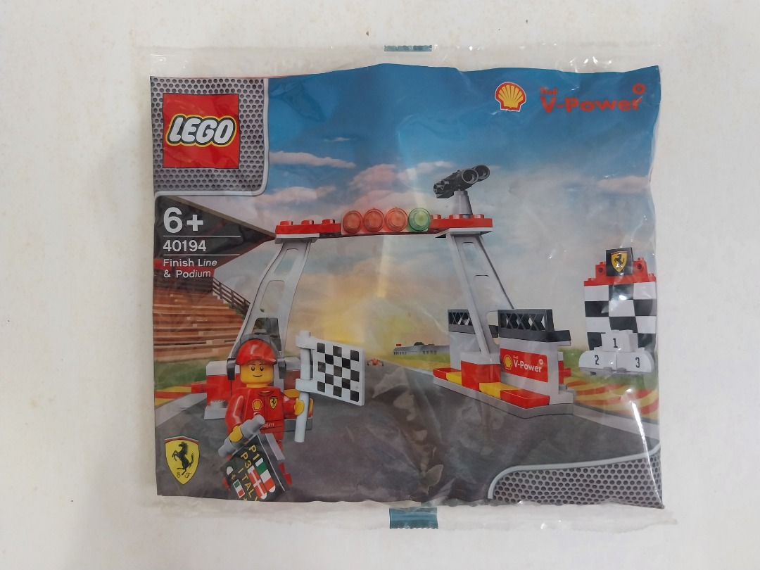 LEGO 40194 Ferrari Shell V-Power Finish Line & Podium 蜆殼衝線點與頒獎台, 興趣及遊戲 ...